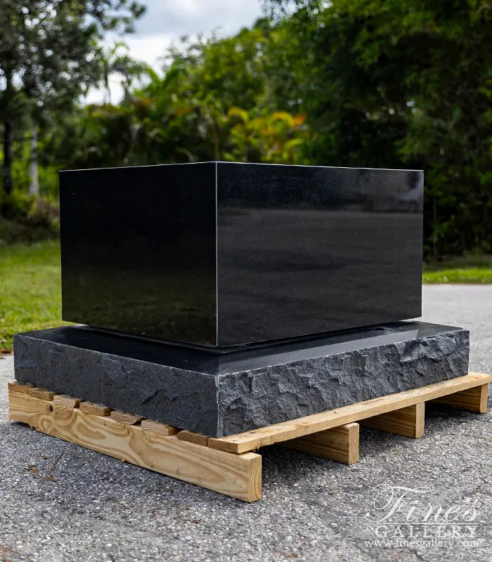 Solid Black Granite & Rocky Edge Sub Base – 38×22×32.5″