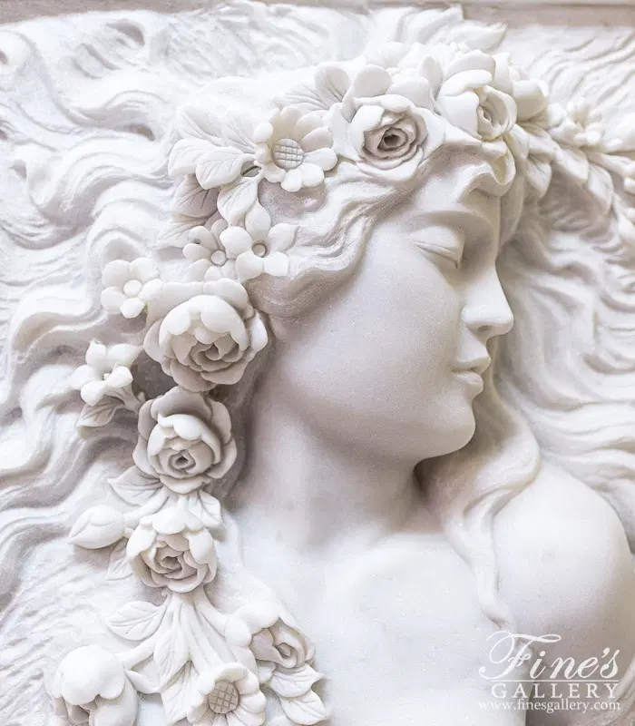 Marble Statues - Floral Beauty Hand Carved Marble Relief - MS-1474 ...